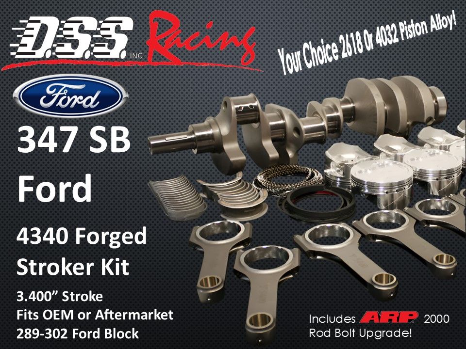 Small Block Ford 347 Stroker Kit DSS 4340 Forged Crank and H beam Rods ...